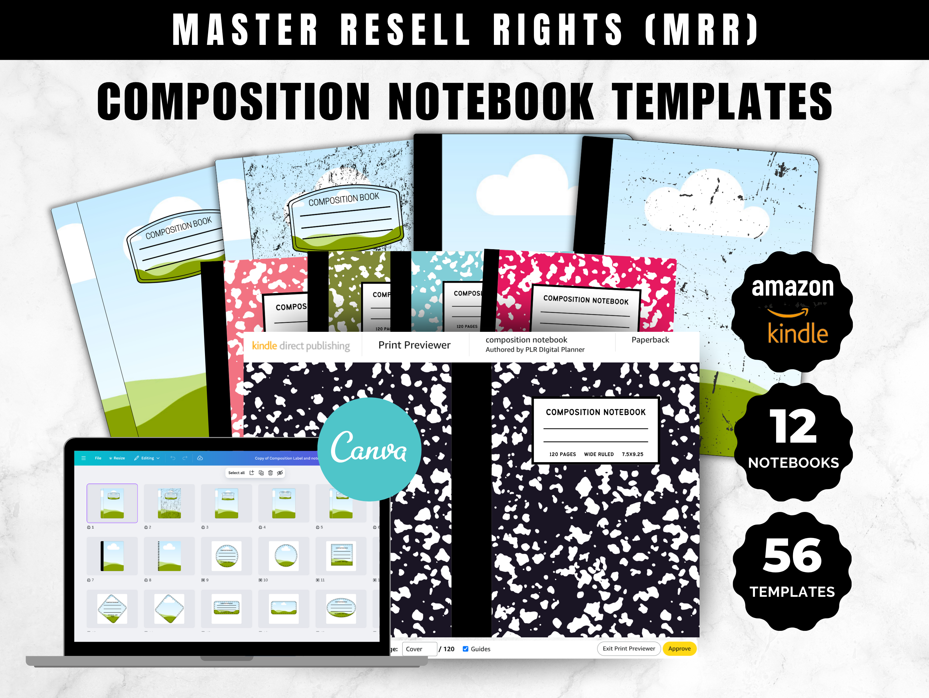 Composition Notebook Templates for Amazon KDP – PLR Digital Planner