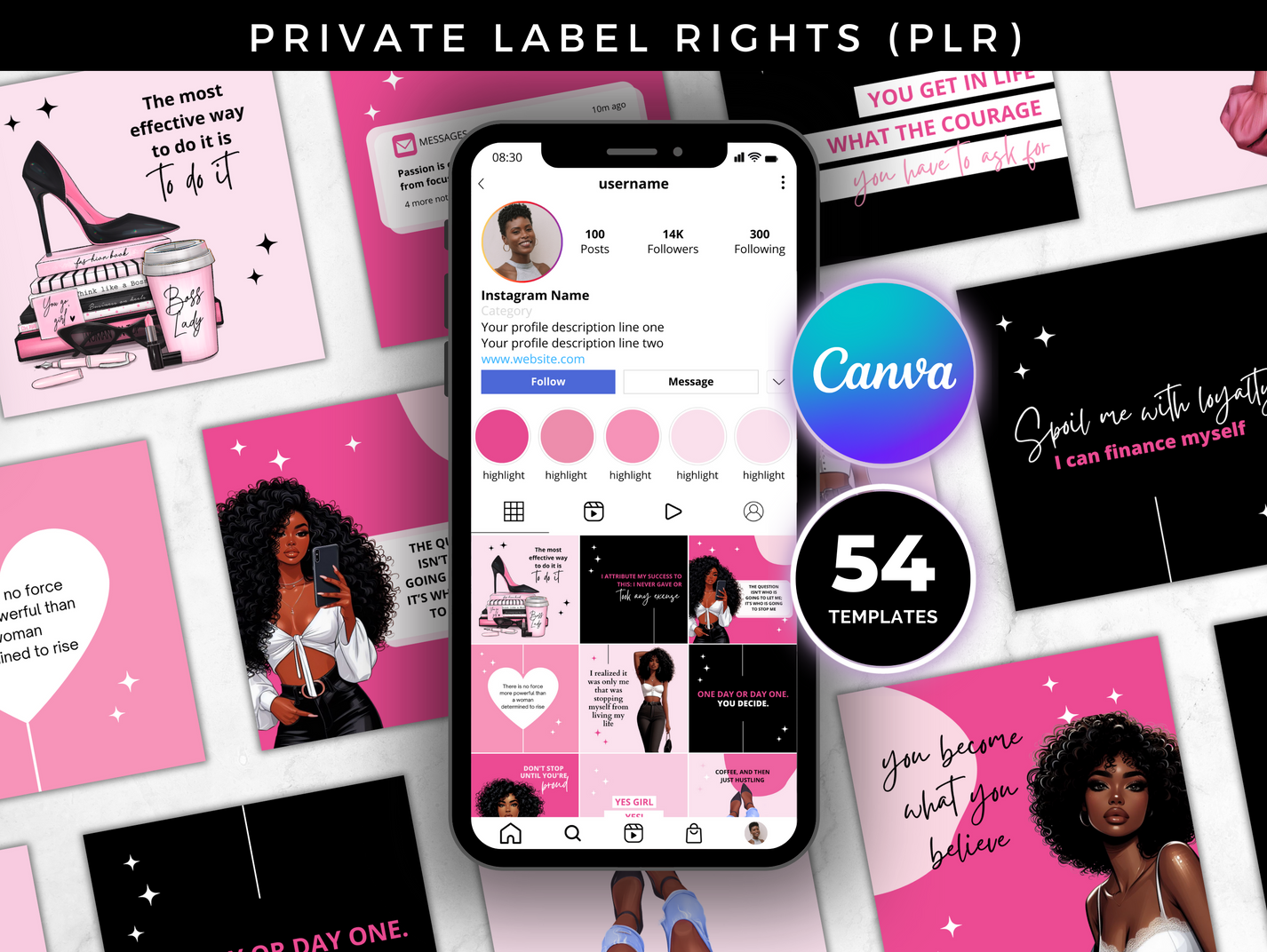 PLR Instagram Lady Boss Quotes Templates – PLR Digital Planner