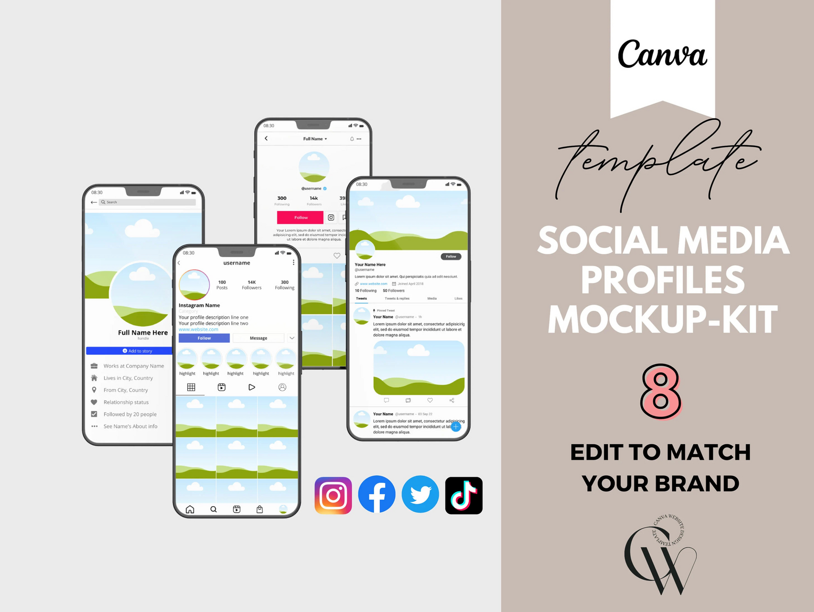 Social Media Profiles Mockup – PLR Digital Planner