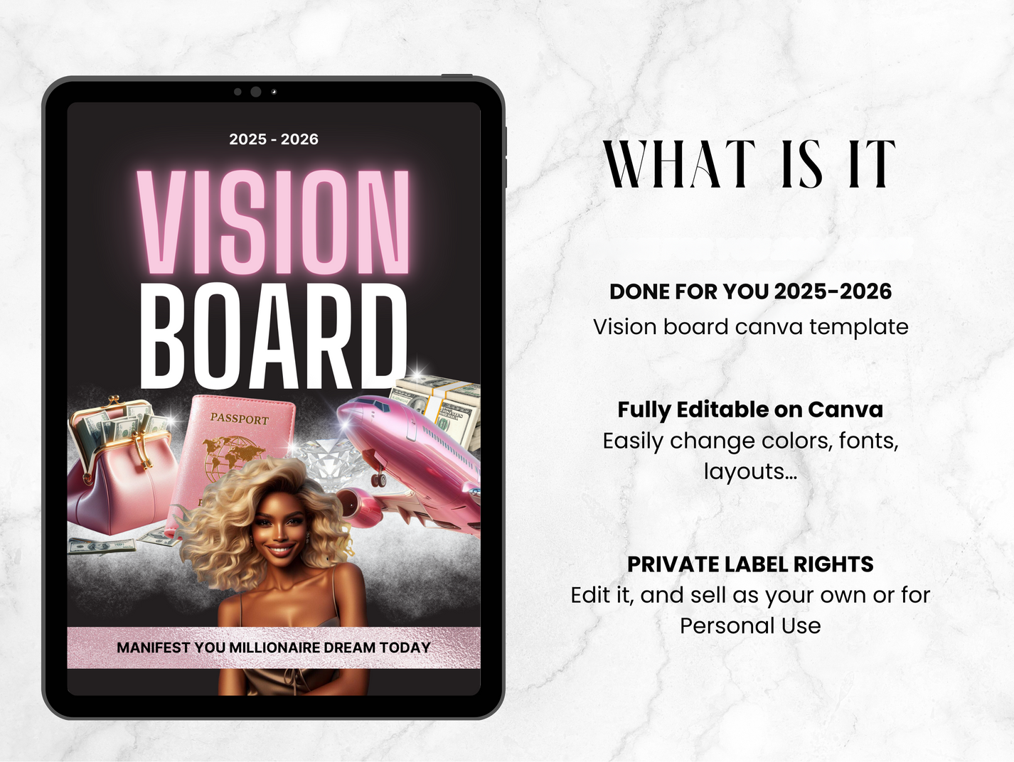 PLR Dated Vision Board 2025-2026 Journal Canva Template – PLR Digital ...