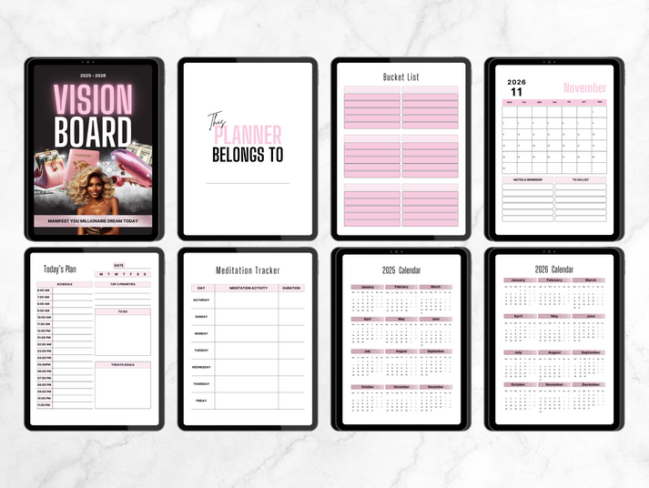 PLR Dated Vision Board 2025-2026 Journal Canva Template – PLR Digital ...