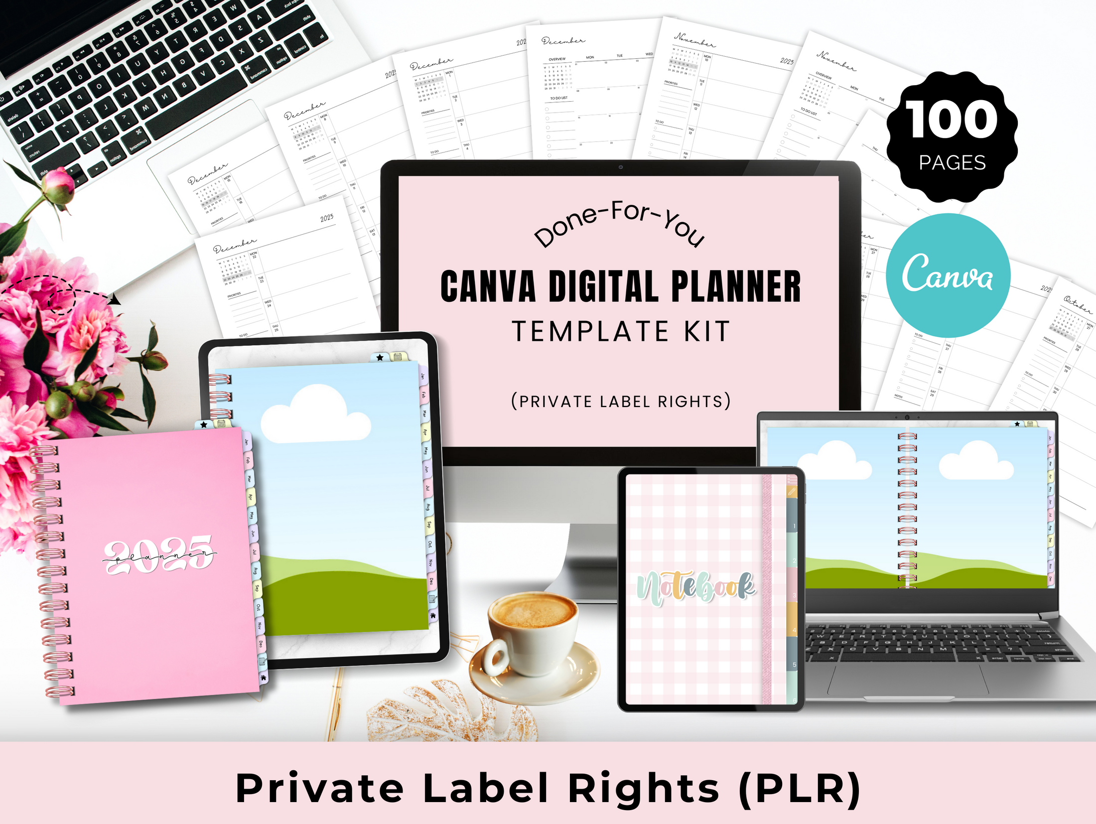 Canva Digital Planner Template Kit – PLR Digital Planner