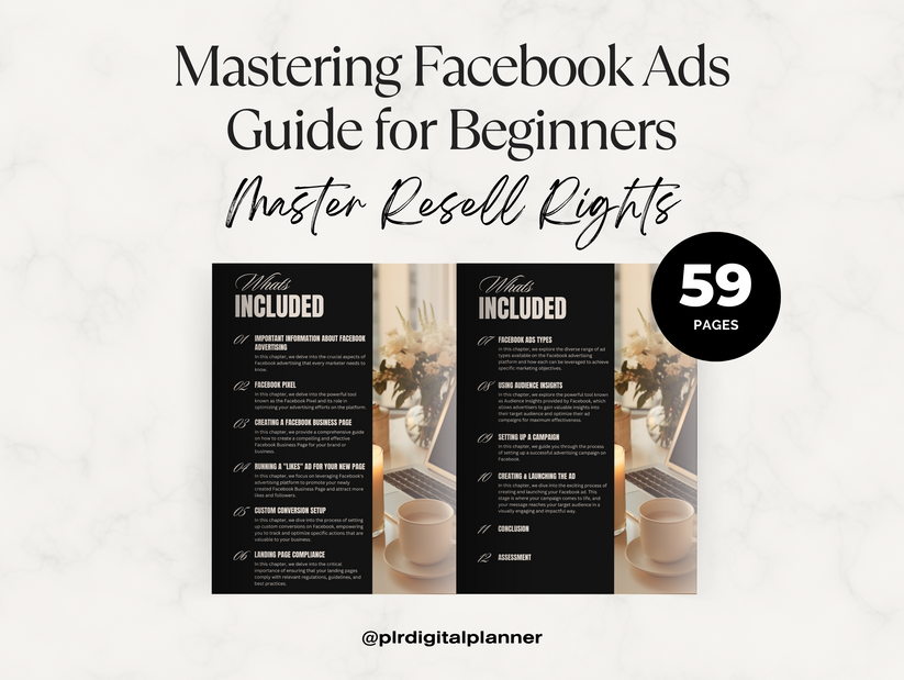 Mastering Facebook Ads Ebook for Beginner – PLR Digital Planner