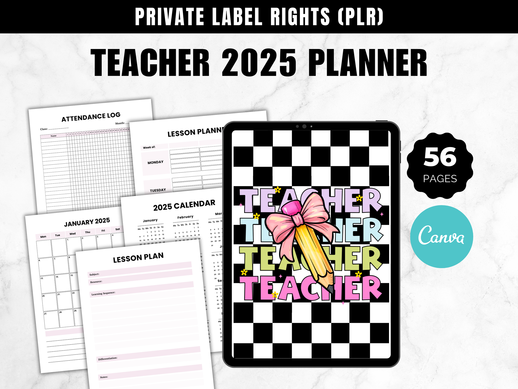 PLR 2025 dated Teacher Planner – PLR Digital Planner