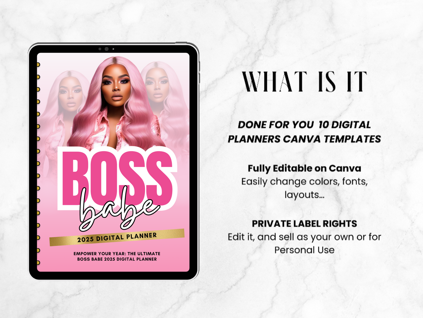 PLR Girl boss 2025 Canva Digital planner – PLR Digital Planner