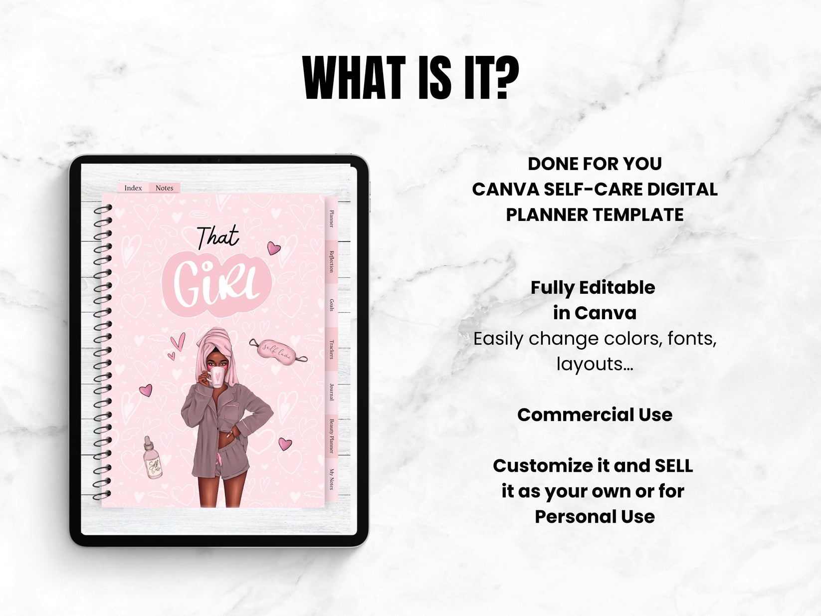 That Girl Self-Care Canva Digital Planner Template – PLR Digital Planner